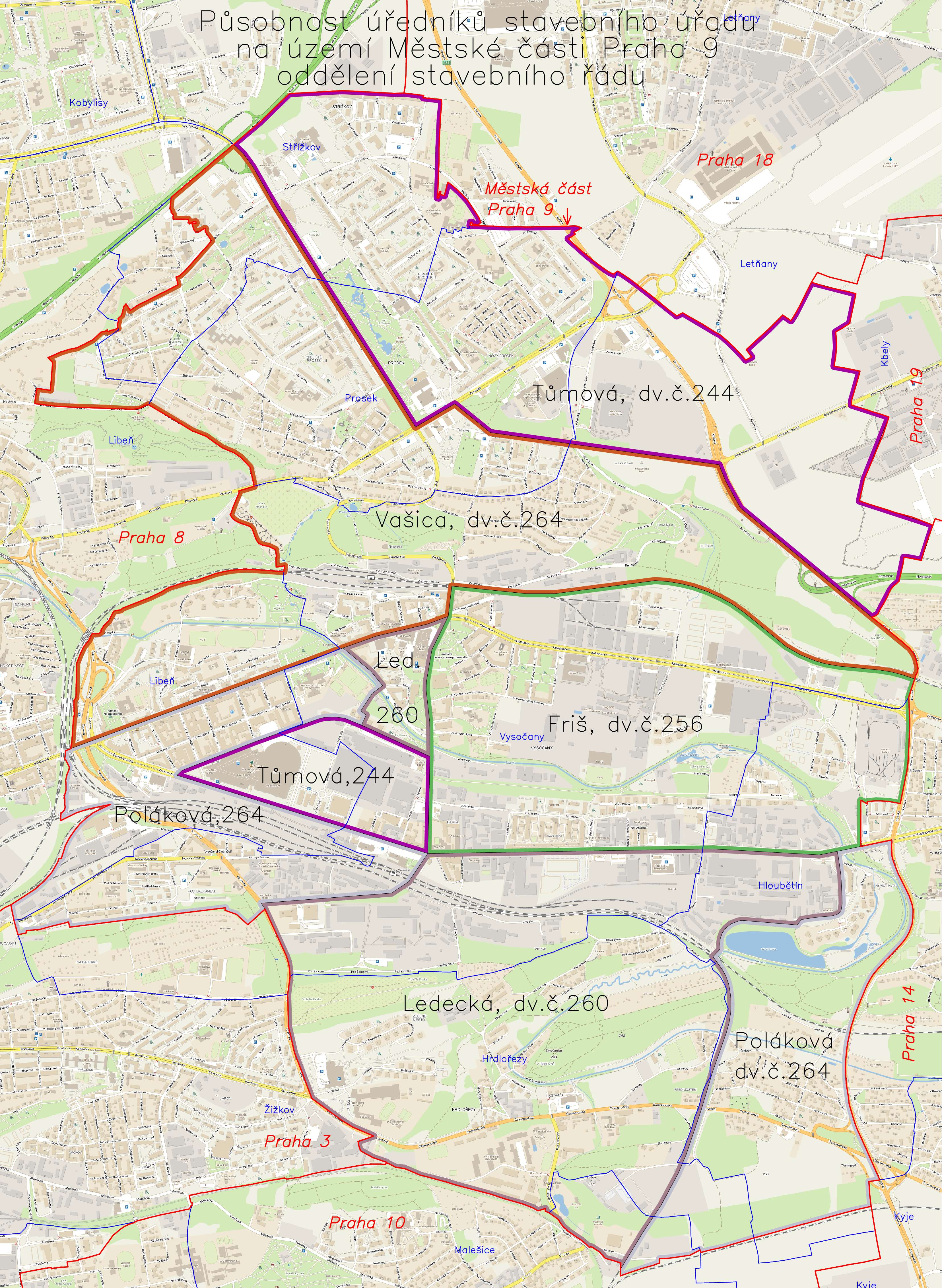 Rozdělení území správního obvodu (městské části) Praha 9 - územní ...